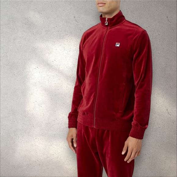 Fila | Other | Mens Fila Solid Burgundy Velour Casual Outfit Set ...